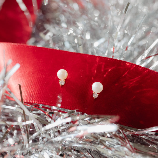 MINI LOVE DUO STUDS - PEARL - SO PRETTY CARA COTTER