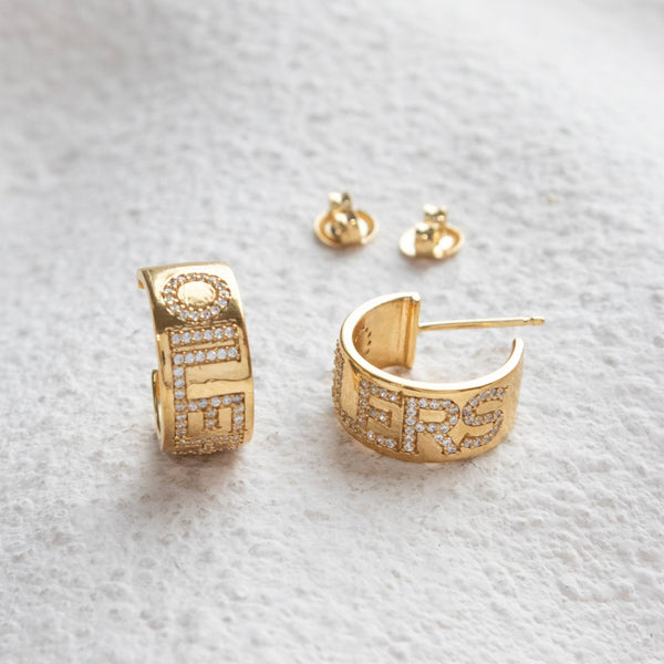 Edmonton Oilers Pavé Cigar Band Hoop Earrings - SO PRETTY CARA COTTER